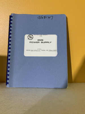EM EMS Power Supply Model 80-7.5-2-D Instruction Manual | eBay