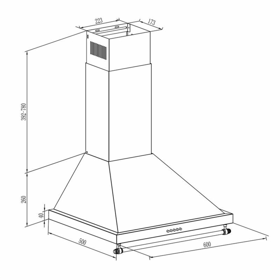 Cooker Hood 60 cm Kitchen Chimney Wall Mounted 610 m³/ h LED Light 165 ...