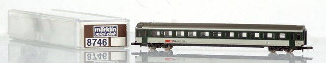 Z Scale Marklin 8746 SBB CFF FFS 2nd Class Express Train Passenger Car ...