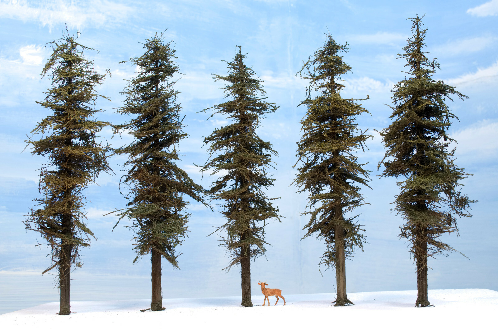 FIVE Model Fir Trees, 9 inch ea, USA Handmade, Craftsman, HO-N-O-S, LOW ...