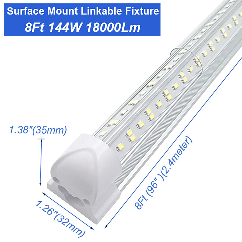 25 Pack 8FT 144W LED Tube Light Garage Ceiling T8 LED Shop Light ...