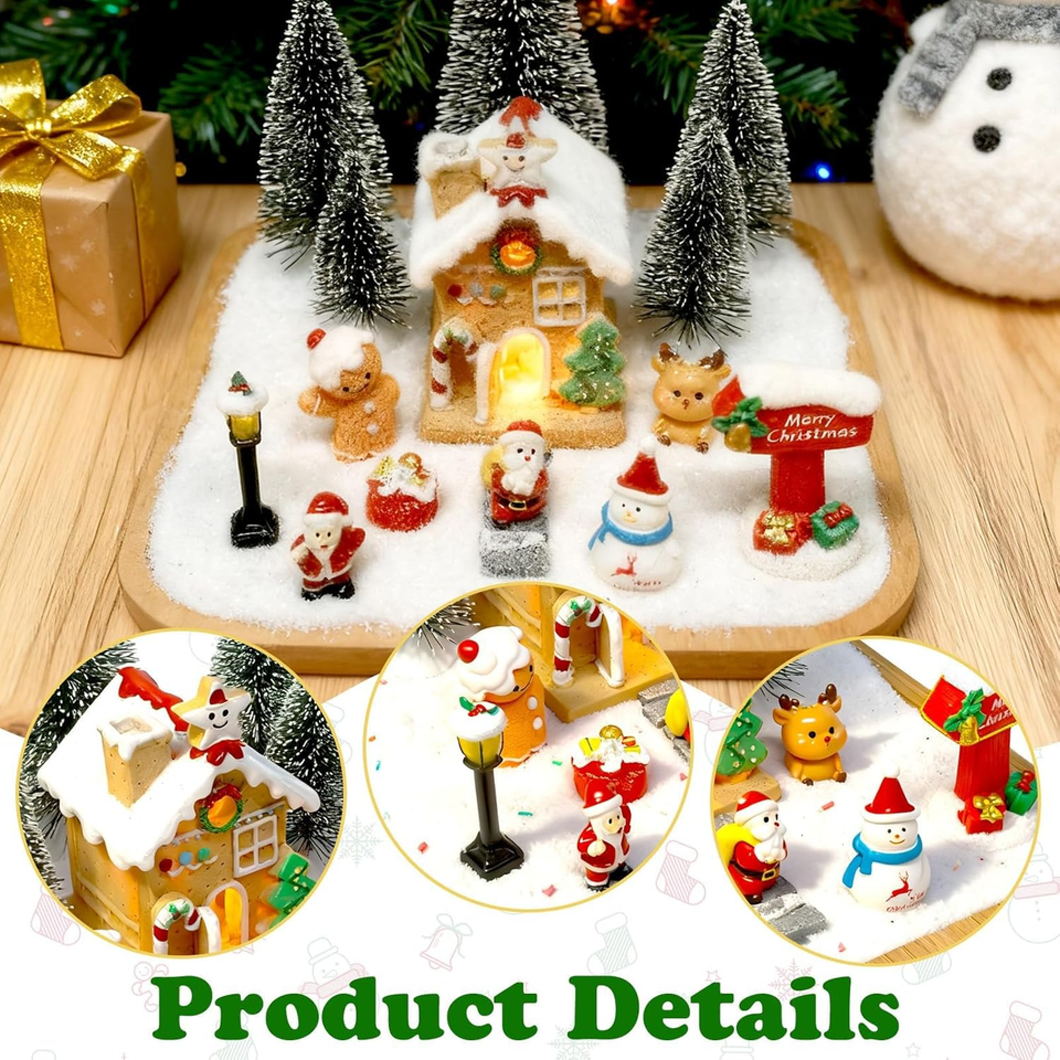 29 Pcs Christmas Village Set, Miniature Christmas Figures Mini Trees ...