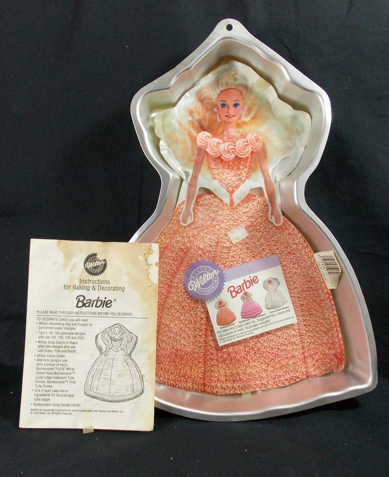 Wilton Barbie Cake Pan 1992 w/Original Insert/Instruction #2105-2551 ...