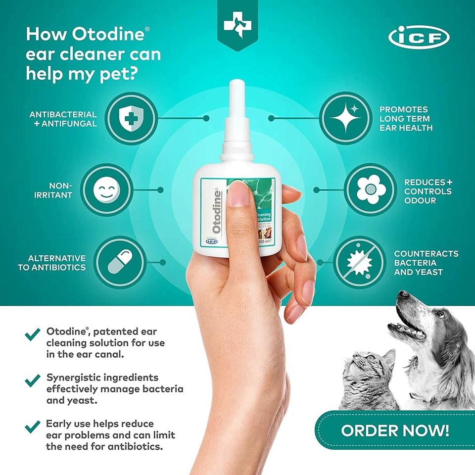 Otodine Ear Aural Cleaner Antibacterial Solution Drops For Pet, Dog ...
