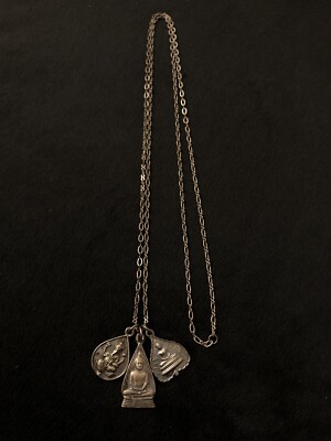 Vintage Dark Silvertone Siamese Charm Chain Necklace | eBay