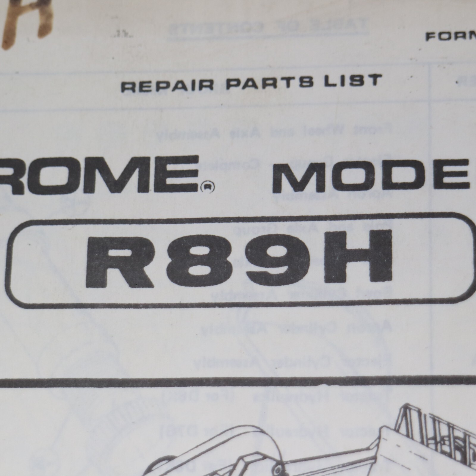 ROME R89H Pull Scraper Spare Parts Manual book catalog list 1976 cat ...