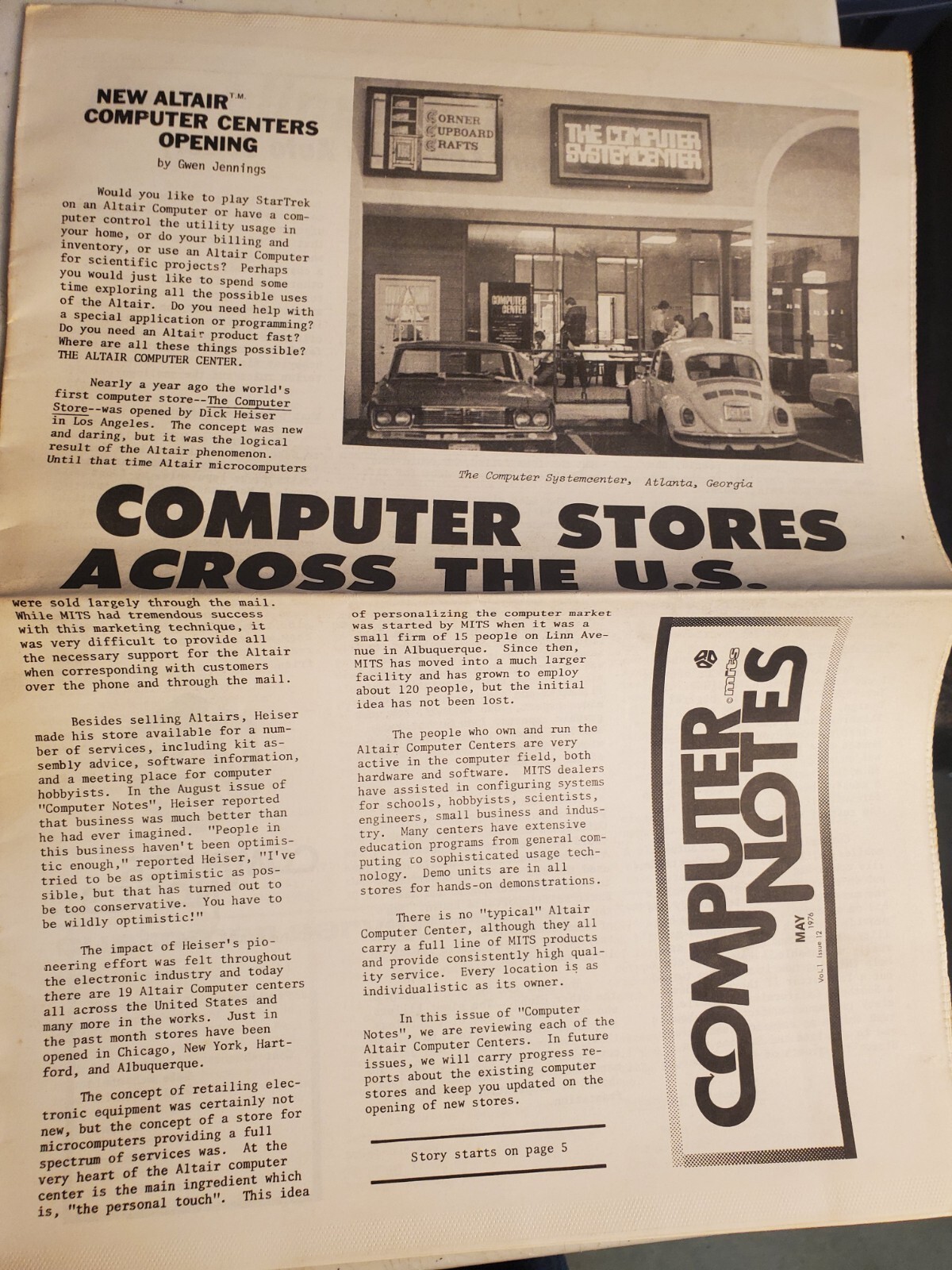 MITS Altair Computer Notes Magazine May. 1976 Volume 1 Issue 12 ...