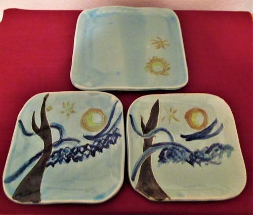 Exceptional Pottery Studio Art Plates Set/3 Raised Pattern Clay | eBay