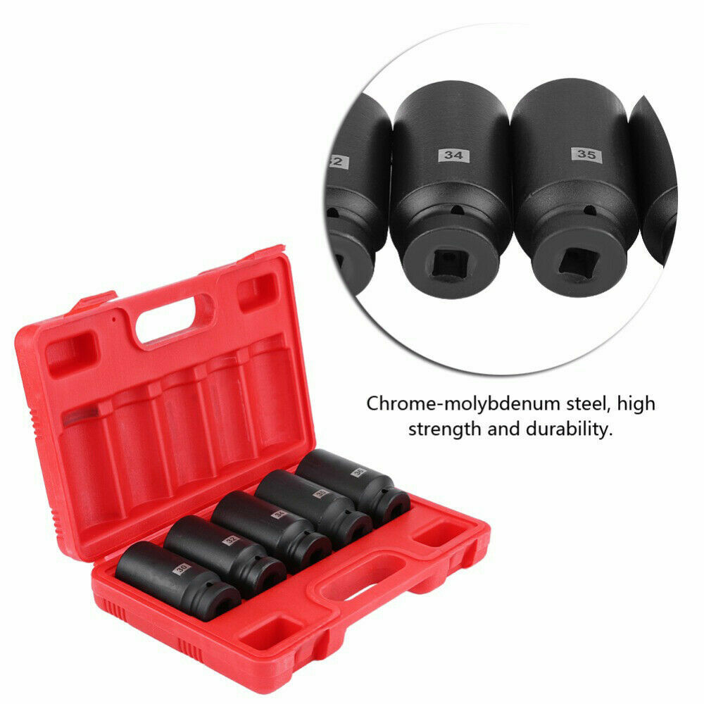 5pcs 1/2'' Deep Spindle Axle Nut Socket Set 12 POINT METRIC 30 32 34 35 ...