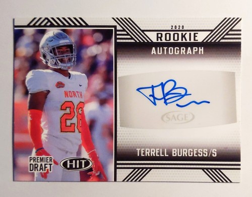 2020 Sage Hit Football Terrell Burgess Rookie Auto #A-32 Commanders ...