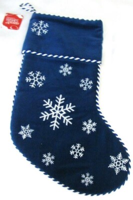Blue Velvet Christmas Stocking W/Snowflakes By Belk’s 17” New | eBay