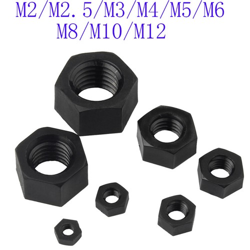 M2 M2.5 M3 M4 M5 M6 M8 M10 M12 Metric Black Nylon Hex Nuts DIN 934 ...