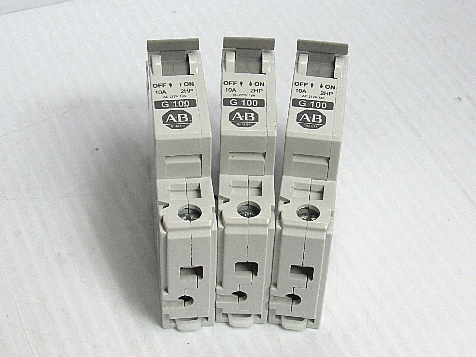 (3) ALLEN BRADLEY CIRCUIT BREAKER 1492-CB1 G100 SER C 1 POLE 1P 10 AMP ...