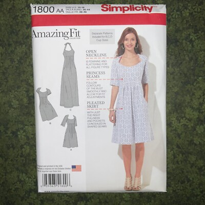 NEW Simplicity 1800 Amazing Fit Womens Dress Uncut Sewing Pattern sz 10 ...