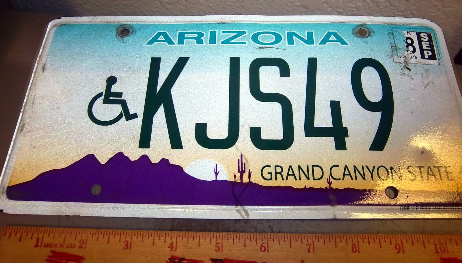 Arizona metal License plate, ex 2008, Grand Canyon State, handicap ...