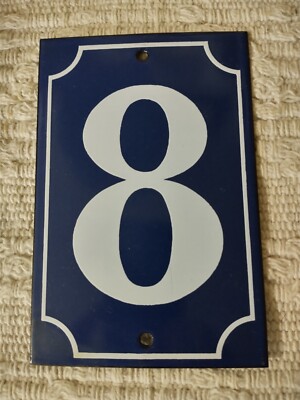 Antique French 4" x 6" Enamel Porcelain House Number Address Sign #8 | eBay