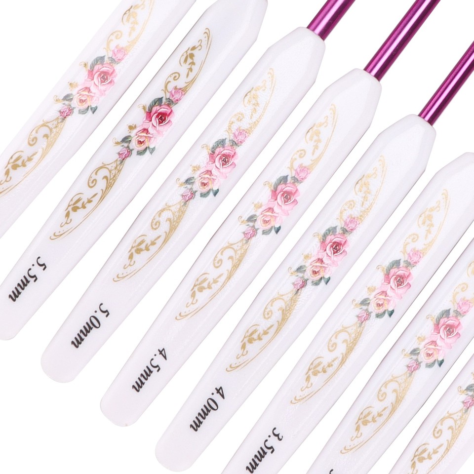 Crochet Hooks 8 Pcs Soft NonSlip Good Grip Knitting Needles Set With ...