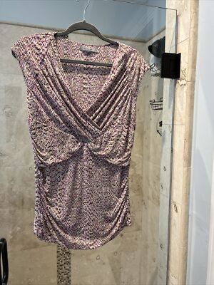 Classiques Entier V Front Geo/Animal Print Silk Blend Mesh Top sz L ...