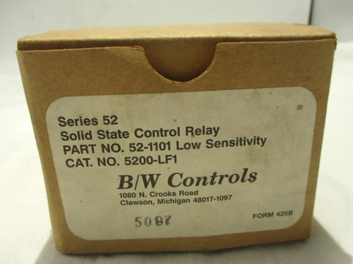 NEW B/W CONTROLS 5200-LF1 LEVEL CONTROL RELAY 52-1101 | eBay