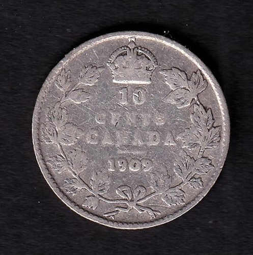 Canada 1909 10c Ten Cent Silver Coin King Edward VII .925 Silver Broad ...