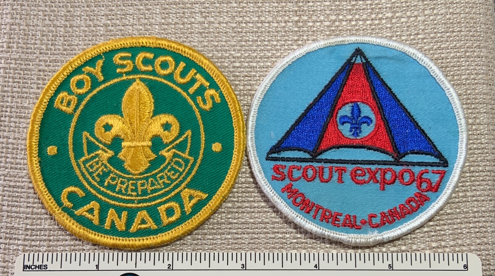 2 Vintage BOY SCOUTS CANADA Uniform Badge PATCHES Canadian Scout Expo ...