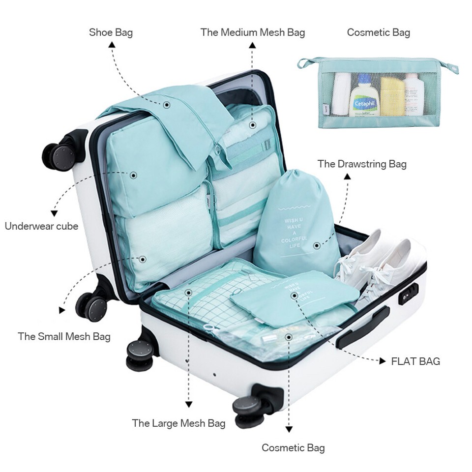 8PCS Travel Luggage Organiser Set Suitcase Storage Bags Clothing ...