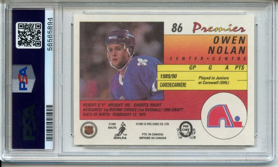 1990 O-Pee-Chee Premier #86 Owen Nolan Rookie Card PSA 10 Gem Mint | eBay