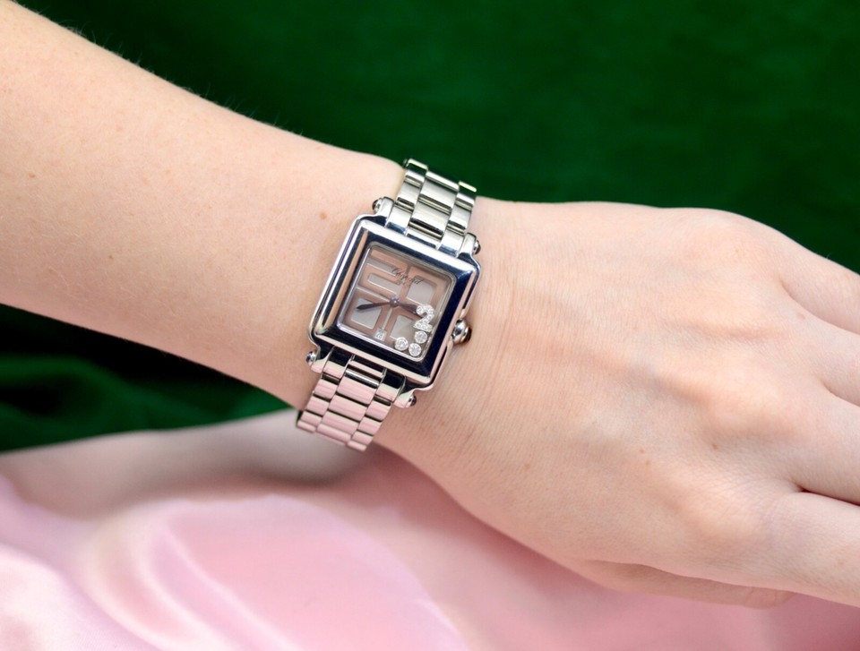 CHOPARD Geneve "Happy 2000" Stainless Steel Watch w/Date; floating ...