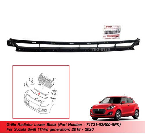 Grille Radiator Lower Black 71721-52R00-5PK Fit Suzuki Swift 2018 2019 ...
