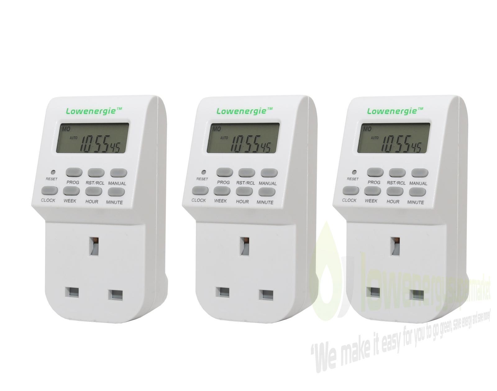 Digital LCD 7 Day Electronic Plug-in Timer Switch Fully Programmable 12 ...