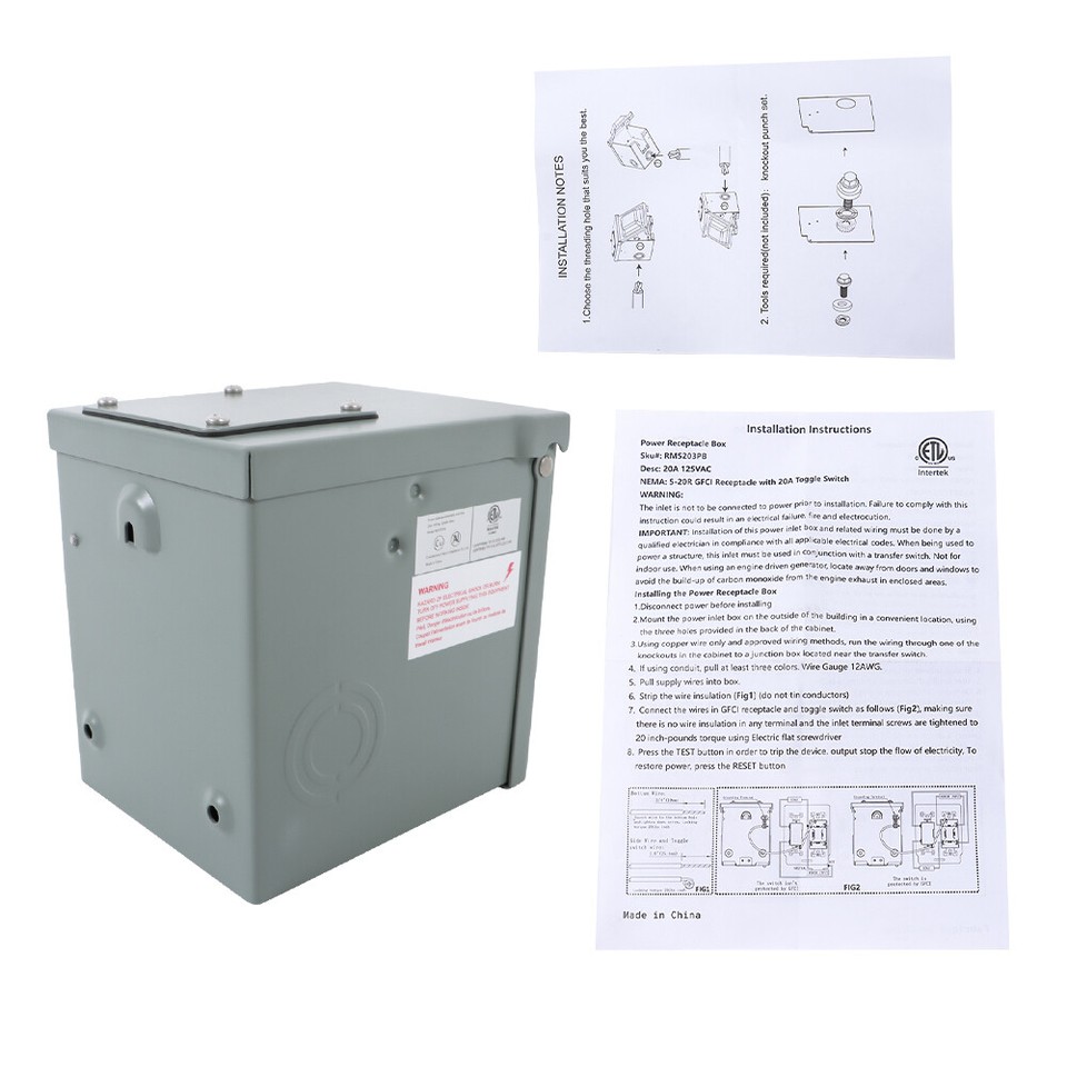 Weatherproof Exterior All Metal Power Switch Box 20A WRTR GFCI ...