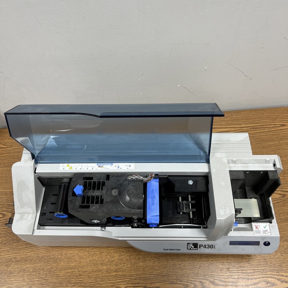Zebra P430I P430I-0000A-UD0 Thermal Transfer ID Card Printer USB 300DPI ...