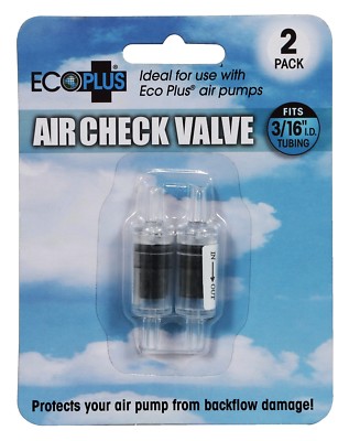 EcoPlus Air Check Valve 3/16" inch LOT OF 8 PACKS of 2 HYDROPONIC ECO ...