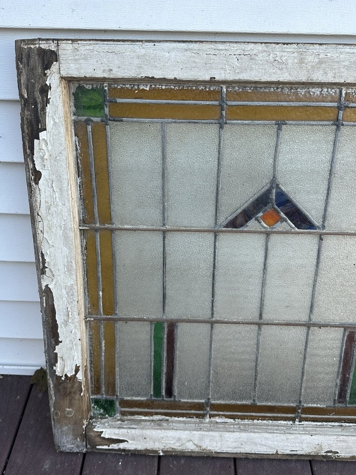 ANTIQUE STAINED GLASS WINDOW BEVELED/ETCHED C. 1930s COAL MINE PA | eBay