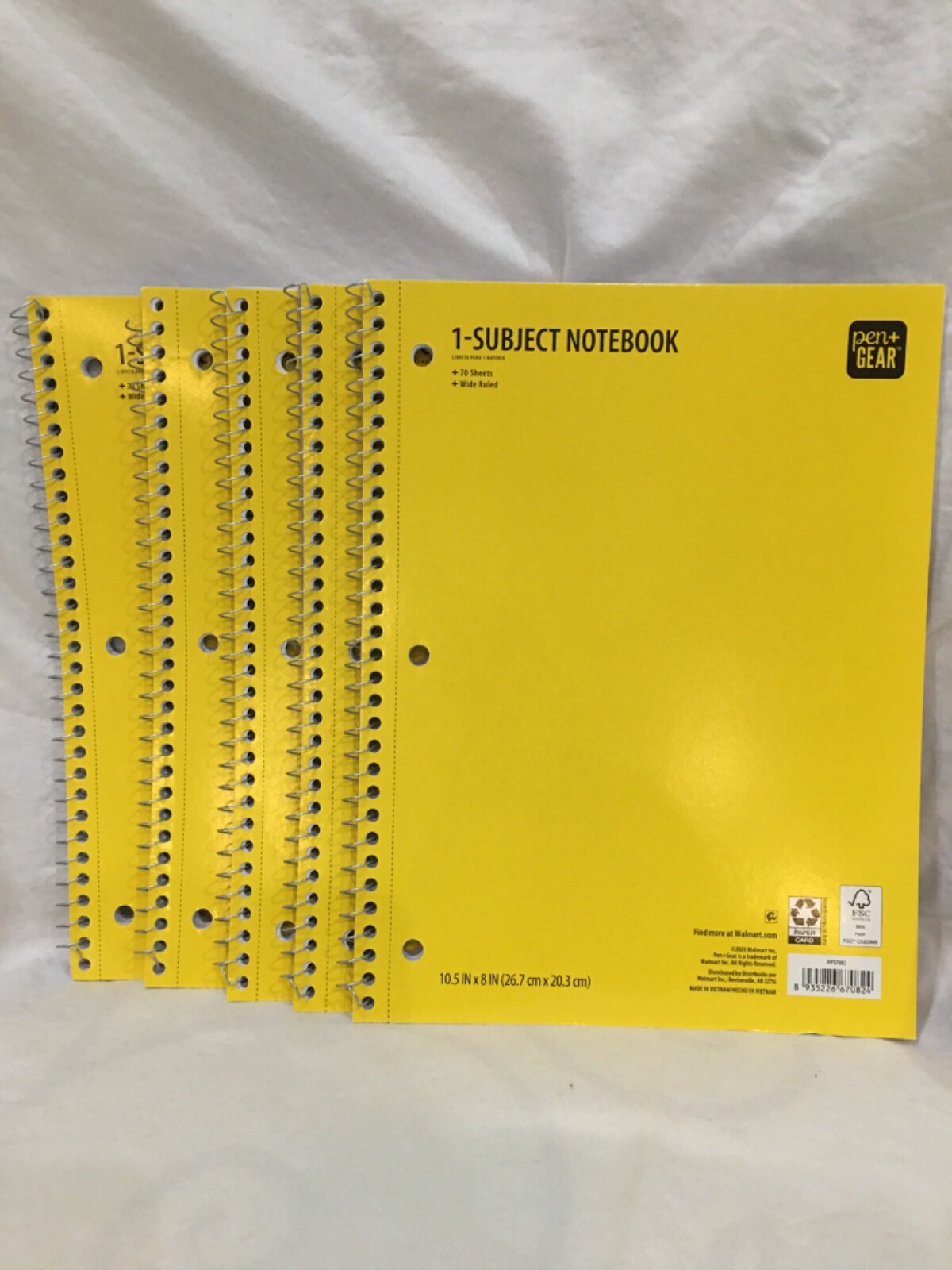 5 PACK Pen + Gear 1-subject Spiral Notebook, Wide Ruled 70 Sheets ...