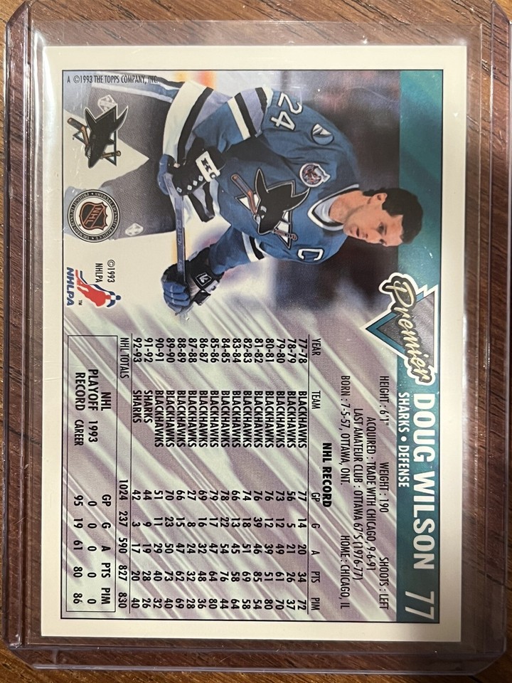 1993-94 Topps Premiere #77 Doug Wilson, San Jose Sharks | eBay