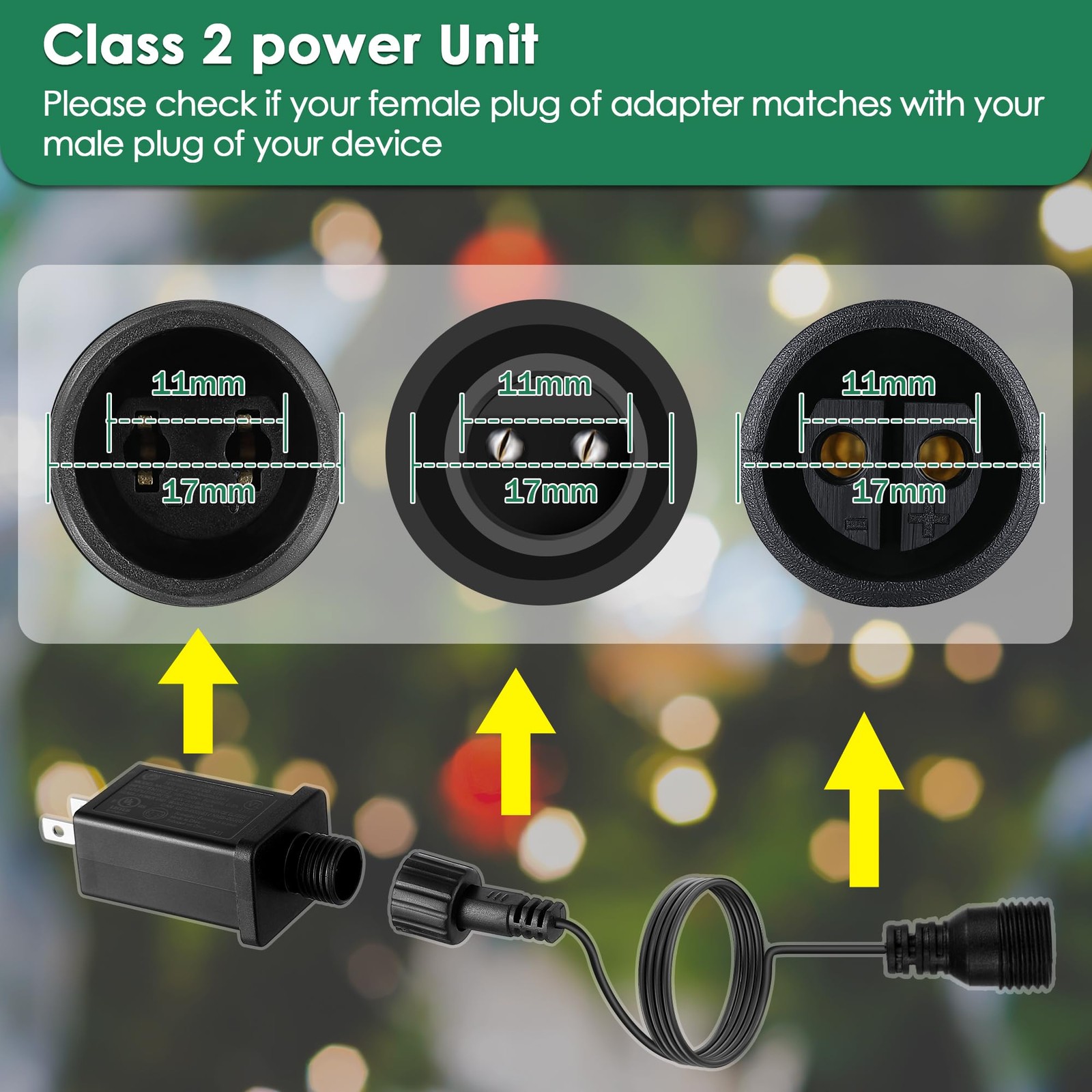 29V 18W Class 2 LED Christmas Tree Replacement Plug, 9.8ft Power Cord ...