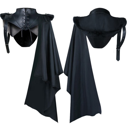 Medieval Shawl Men's shoulder Cape Black Half Cape for Halloween Fancy ...