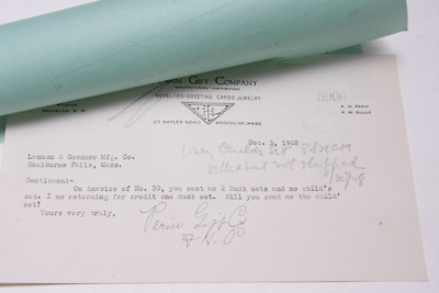 1928 Lamson Goodnow Perin Gift Co Brookline MA Orders Diamond Ephemera ...