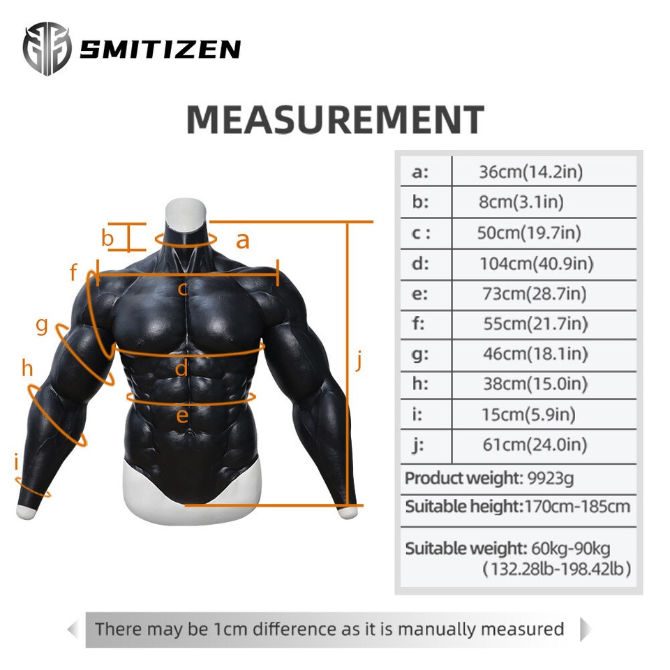 SMITIZEN Black Silicone Upgraded Fake Muscle Body Suit Costume With ...