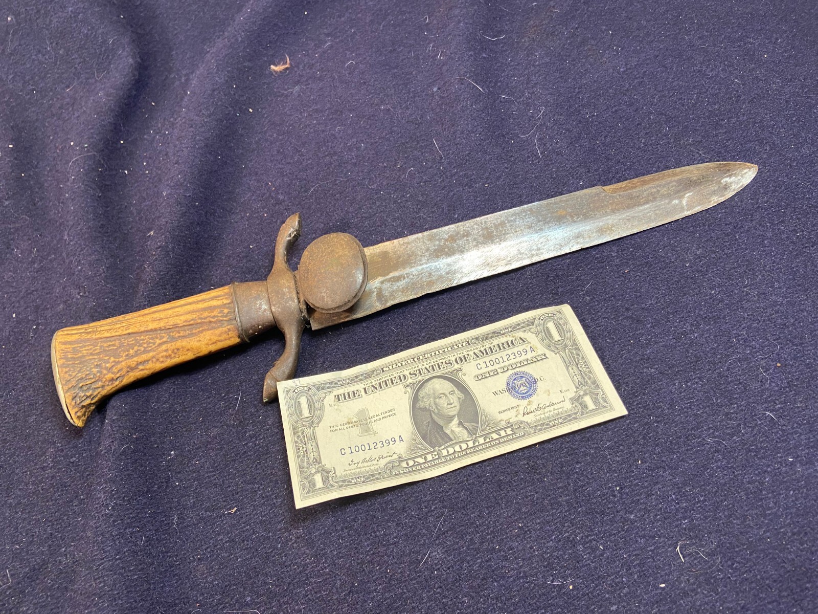 1800S CIVIL WAR BOWIE KNIFE Stag CONFEDERATE / UNION Museum Revolution ...