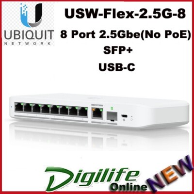 Ubiquiti UniFi Flex 8 Port 2.5Gbe, 1x SFP+ Switch USW-Flex-2.5G-8 (No ...