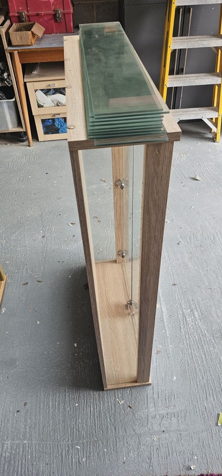 Livarno Beech Wall Display Cabinet with Glass Doors and Shelves | eBay