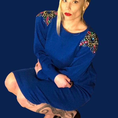 Gorgeous Vintage 80s “Plain Jane” Royal Blue Sequined Party Prom ...