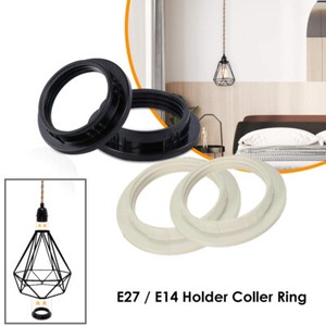 2 x Black or White Light Shade Collar Ring Adaptor E27 / E14 Lamp Bulb ...