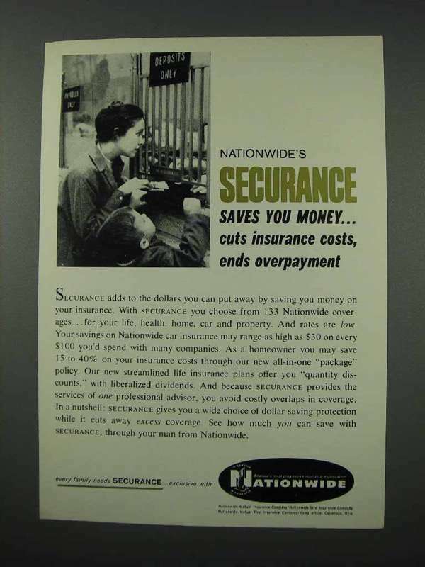 1961 Nationwide Insurance Ad - Saves You Money | eBay