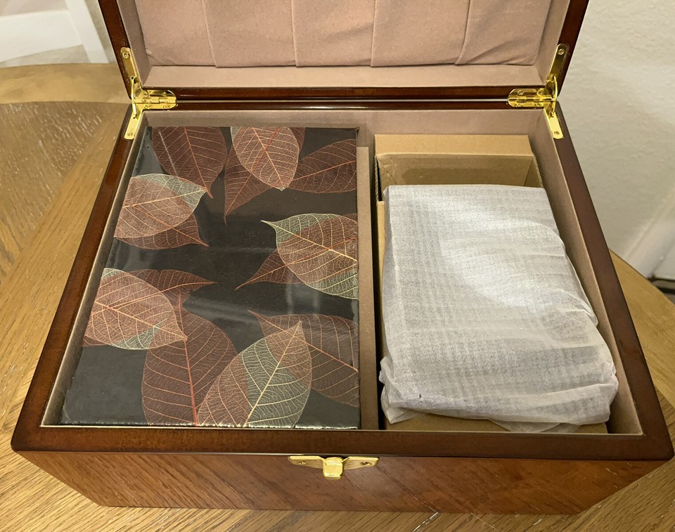 Funeral Chest Cremation Urn Kit Casket Gloss Wood Ashes Box 12x10 ...