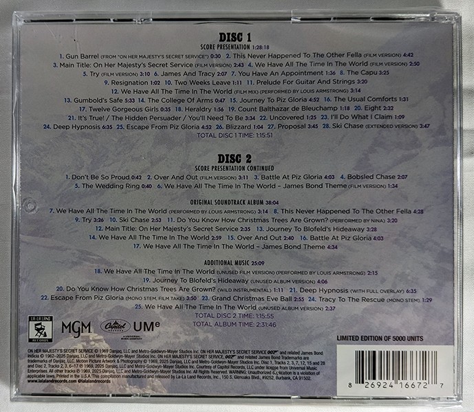 James Bond 007 EXPANDED EDITION 2 CD Soundtrack On Her Majesty's Secret ...