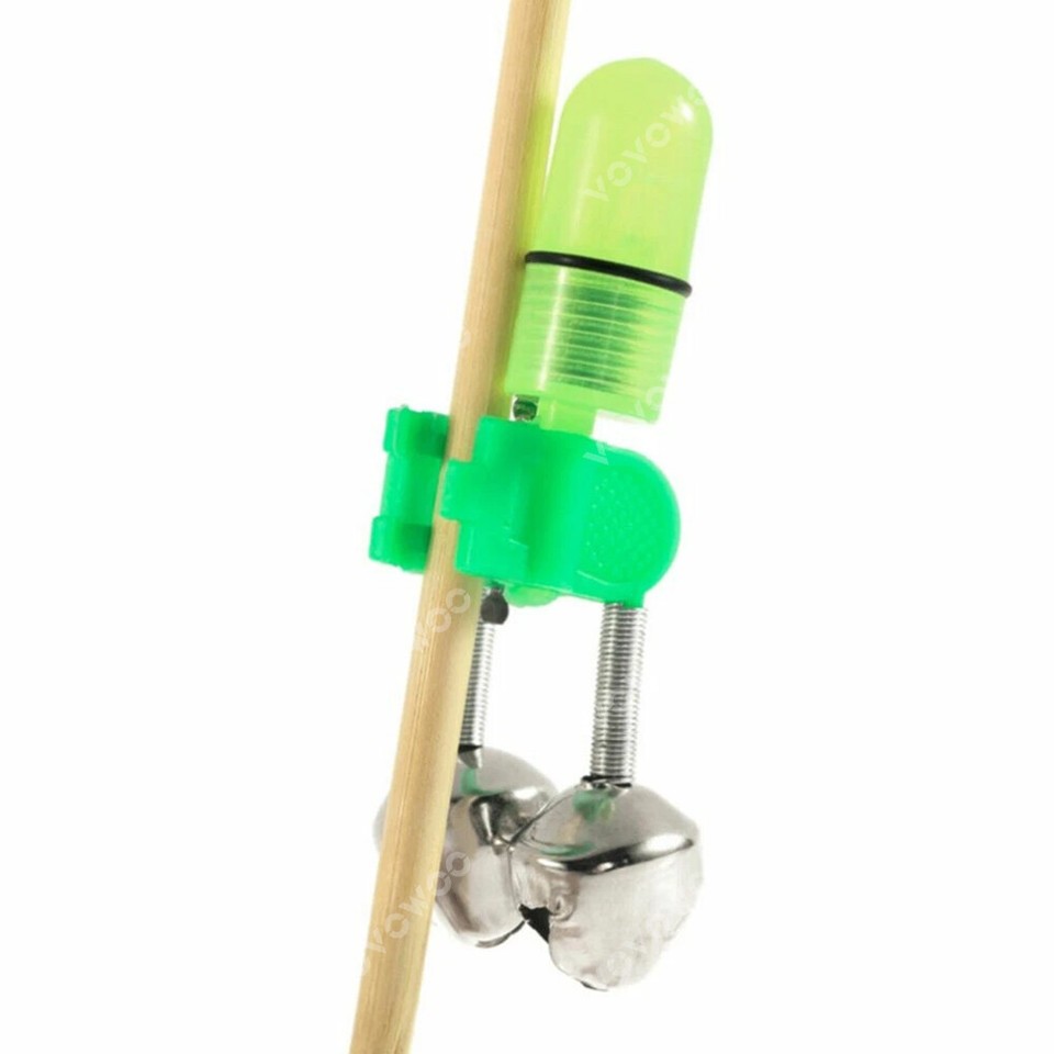 UP 20x Night Fishing Twin Ring Light Bite Alarm Bells LED Outdoor Clip ...