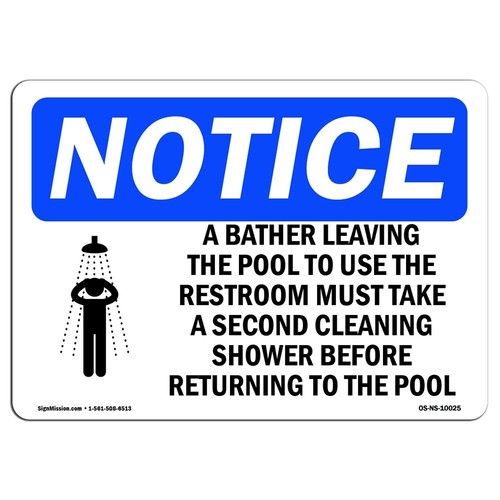OSHA Notice Sign - A Bather Leaving The Pool to | Aluminum Sign ...